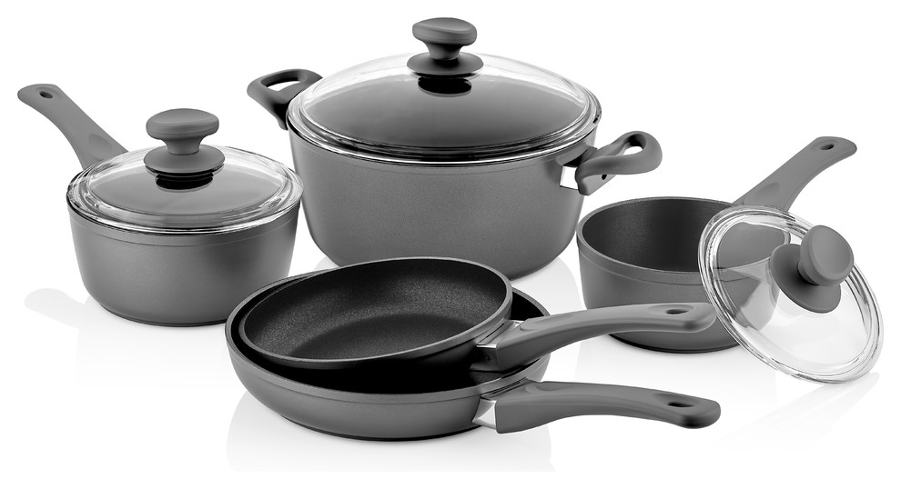 Saflon Titanium Nonstick 8-Piece Cookware Set, 4mm Forged Aluminum ...
