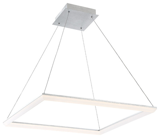 Frame Square 28" LED Pendant 3000K, Brushed Aluminum, 28" - Modern ...