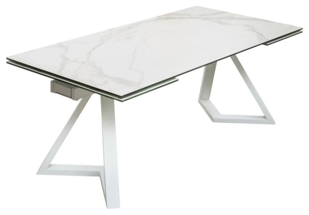 Baldwin Modern White Ceramic Extendable Dining Table - Contemporary ...