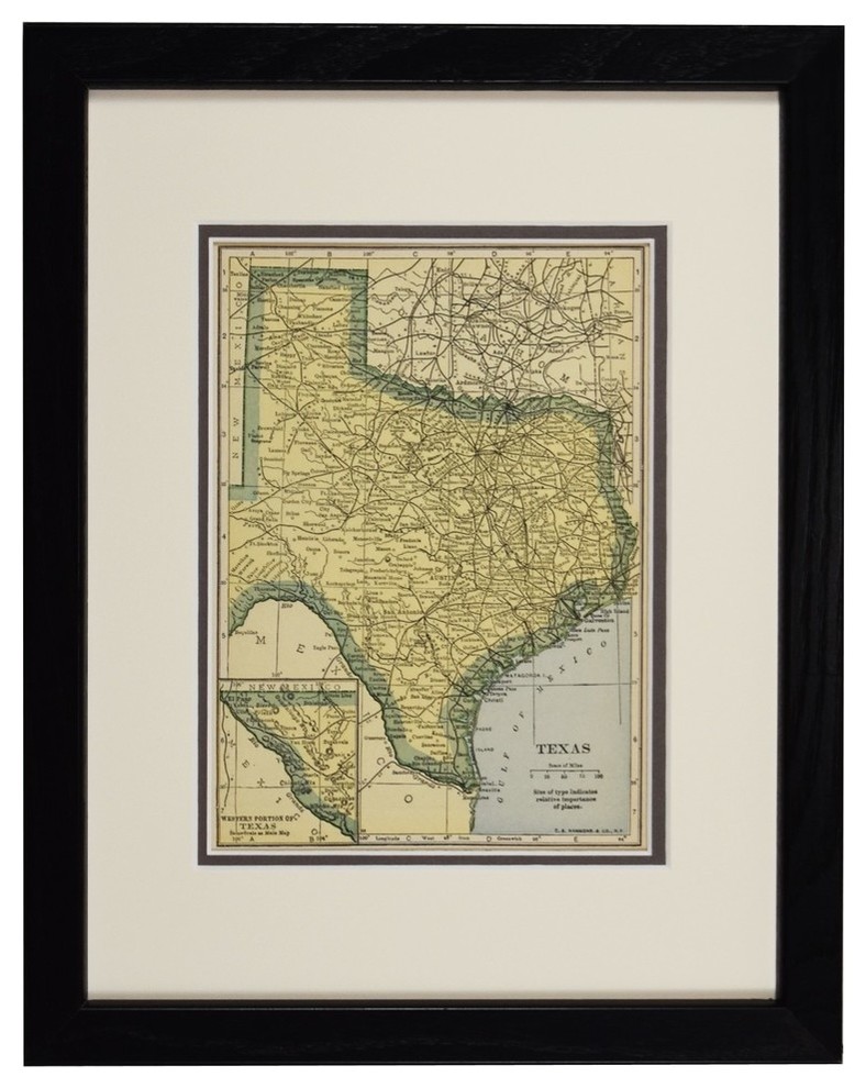 Vintage Texas Map, Framed Original Texas State Map - Authentic 1920s ...