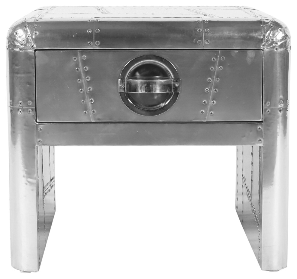 Aviator Bed Side Table with 1 Drawer - Industrial - Nightstands And ...