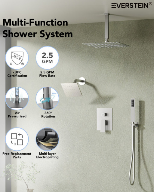 Dual Heads 3-Functions Shower System With Pressure Balancing Rough-In ...