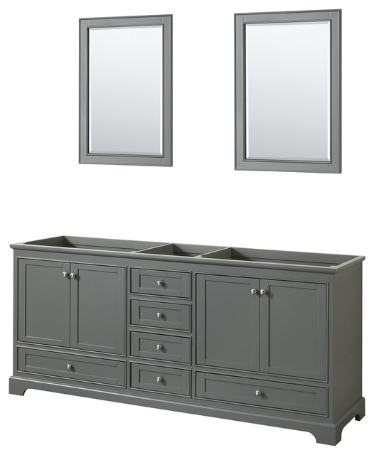 80 inch Double Bathroom Vanity in Dark Gray - Transitional - Bathroom ...