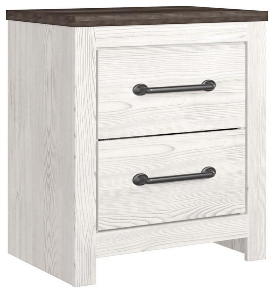 Jule 25" Modern Rustic Wood Nightstand, 2 Tone, Gray Plank Top, White ...