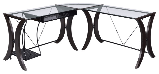 Monterey 3-piece L-shaped Computer Desk Set Cappuccino - Transitional ...
