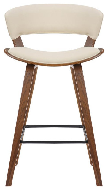 Jagger Modern 26 Wood and Faux Leather Counter Height Bar Stool, WALNUT ...