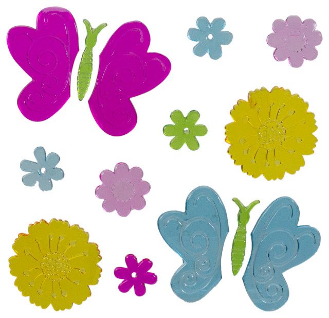 Butterflies and Flowers Spring Gel Window Clings - Modern - Holiday ...