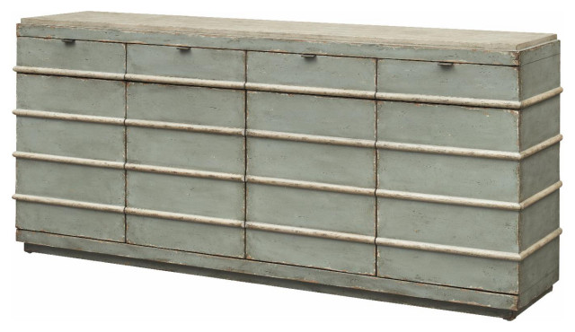 Rustic Sideboard, Cabinets & Drawers With Cream Plank Top, Distressed ...