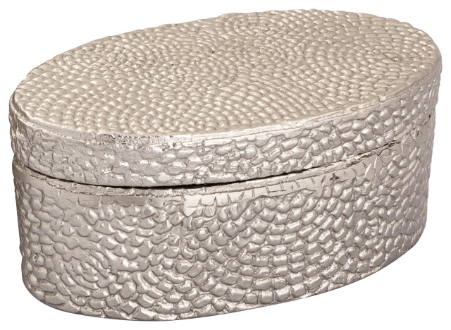Oval Pebble Box Large Nickel - Contemporary - Decorative Boxes - by ELK ...