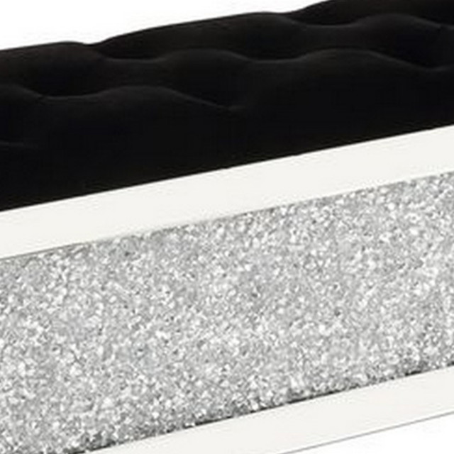 Benzara BM251180 Mirrored Bench With Tufted Seat and Faux Diamonds ...