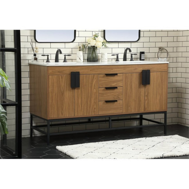 Elegant Decor Eugene 60" Aluminum Alloy Iron Double Bathroom Vanity in ...