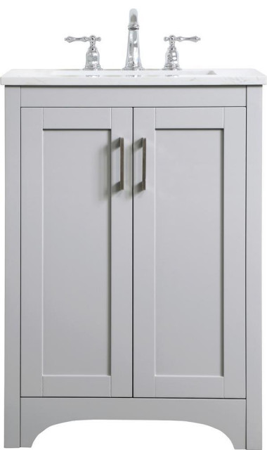 Traditional Brushed Nickel 24" Bathroom Vanity, Single - Transitional ...