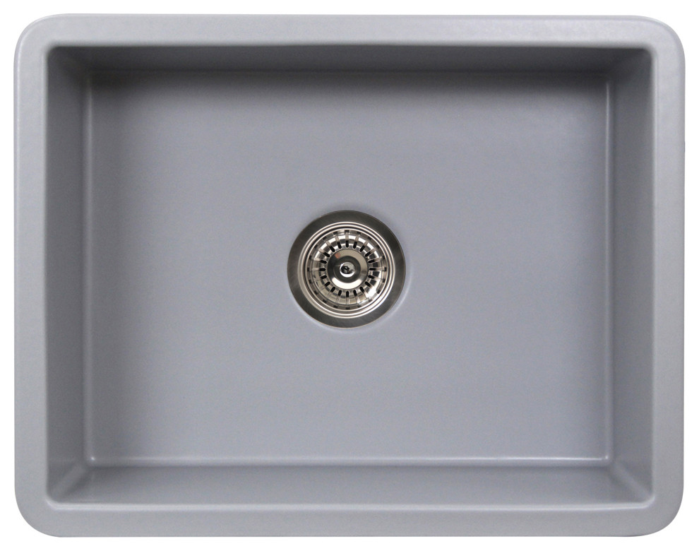 Nantucket Sinks ISFC24GR-SB1 Fireclay 24" Matte Grey Single Bowl ...