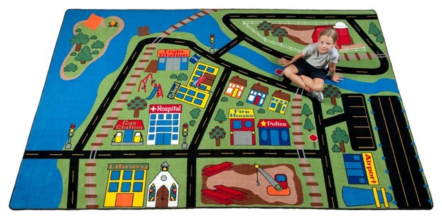 Total Transportation Play Town Rug, 76" X 12 - Contemporary - Kids Rugs ...