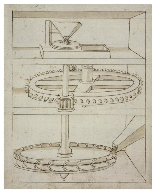 "Folio 39: mill with horizontal water wheel" Paper Art, 18"x22", 18"x22 ...