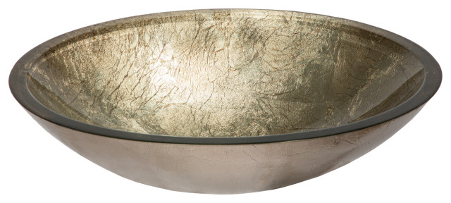 Eden Bath EB_GS76 Champagne Foil Oval Glass Vessel Sink - Contemporary ...