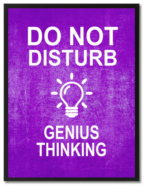 "Do Not Disturb Genius Thinking" Sign Purple Canvas Print with Frame ...
