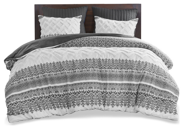 INK+IVY Mila 3 Piece Cotton Comforter Set with Chenille Tufting, Full ...