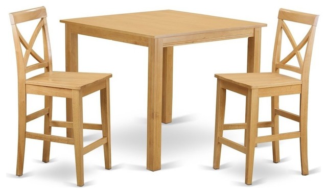 3-Piece Counter Height Dining Room Set, Pub Table And 2 Bar Stools ...