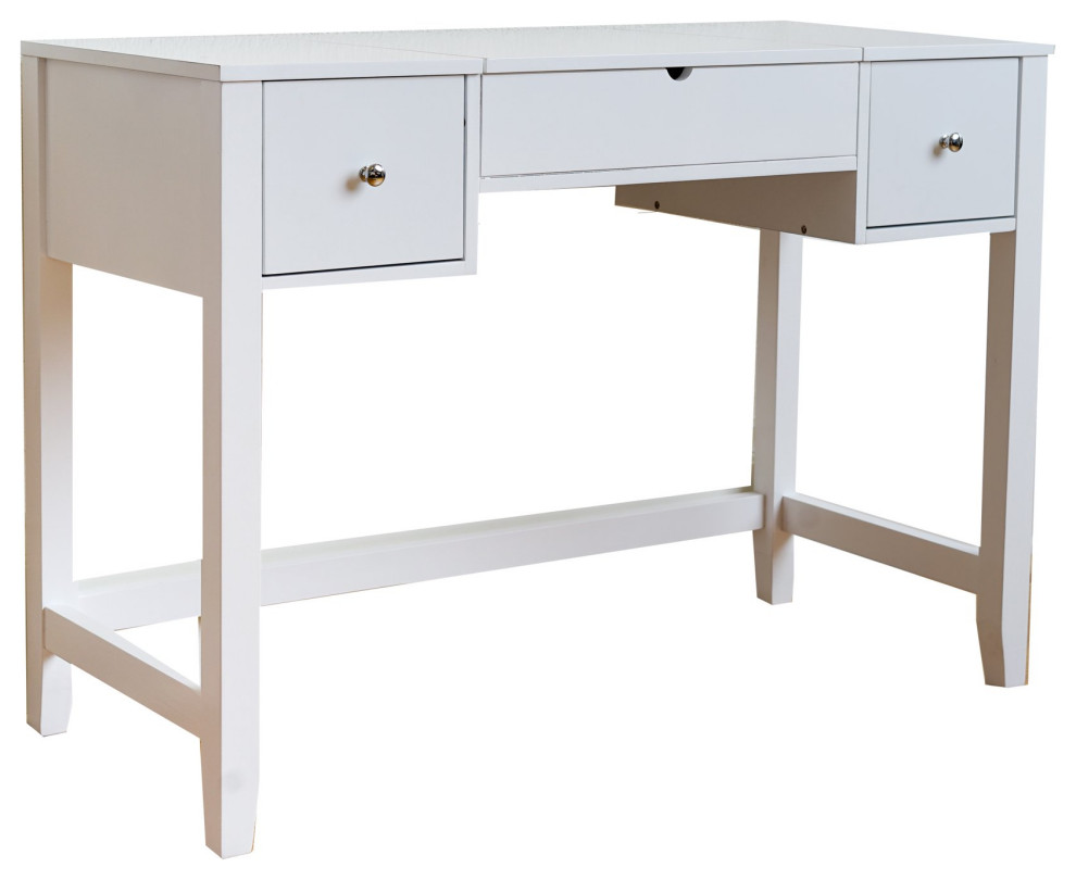 Vanity Table, Flip Up Top With Mirror and USB/Outlet Charging Station ...