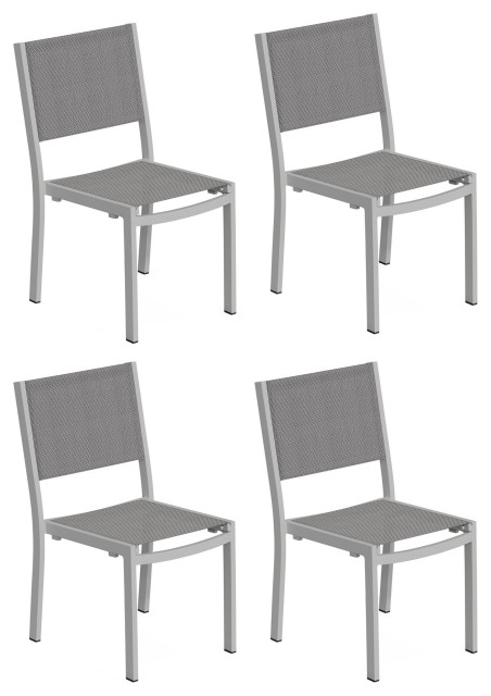 Travira Sling Side Chair, Titanium Sling, Flint Powder-Coated Aluminum ...