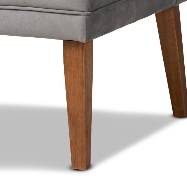 Stewart Grey Velvet and Walnut Brown Finished Wood Dining Nook ...