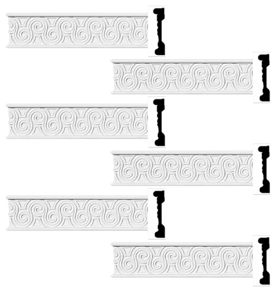 Crown Molding White Urethane Ornate Design 6 Pieces Totaling 576 ...