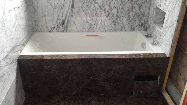 Bathroom Cladding White plus Brown Marble - Modern - Bathroom - London ...