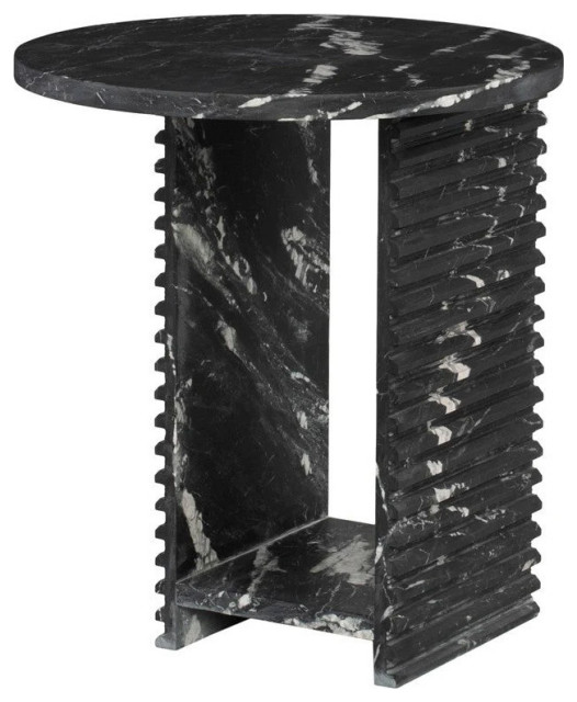 Harvey Black Marble Side Table - Contemporary - Side Tables And End ...