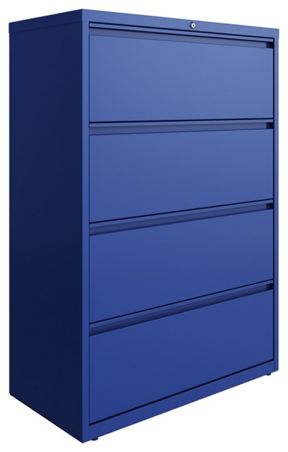 UrbanPro 36" Metal Lateral File Cabinet with 4 Drawers in Classic Blue ...