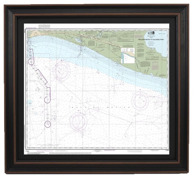 Nautical Chart, Rollover Bayou to Calcasieu Pass - Traditional - Prints ...