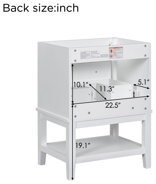 24" W x 33" H MDF Freestanding Bath Vanity Base Without Sink ...