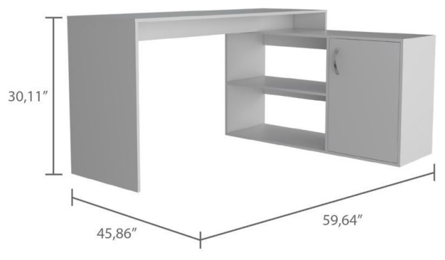 Boston L-Shaped Desk with Cabinet, 2 Inner Shelves, and 2 Outer Shelves ...