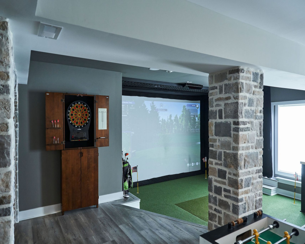 Basement Remodel with Golf Simulator - Contemporary - Basement - St ...