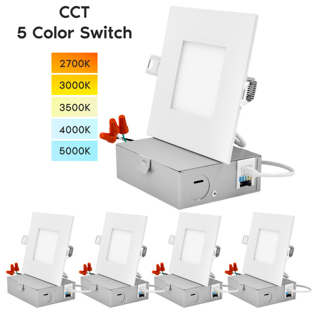 4" Ultra Thin LED Recessed Light 5 Color Option Dimmable 10W IC Rated 4 ...