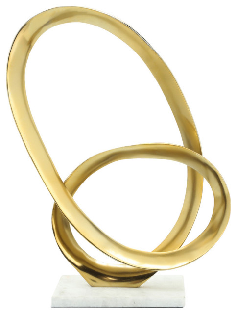 Metal 16" Loop With Marble Base, Gold - Contemporary - Decorative ...