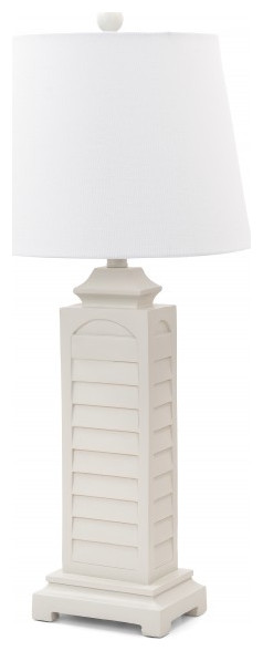 Set of 2 Light Taupe Shutter Pedestal Table Lamps - Beach Style - Lamp ...
