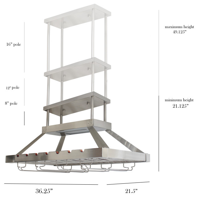 Elegant Designs 2 Light LED Overhead Wine Rack, Brushed Nickel ...