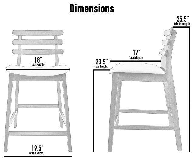 Dark Brown Wood Wooden With Ladder Back Cushion Counter Height Stools ...