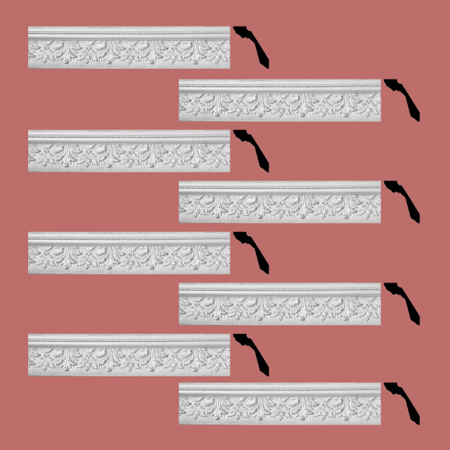 Cornice White Urethane Leaf Ornate Design 8 Pieces Totaling 592" Length ...