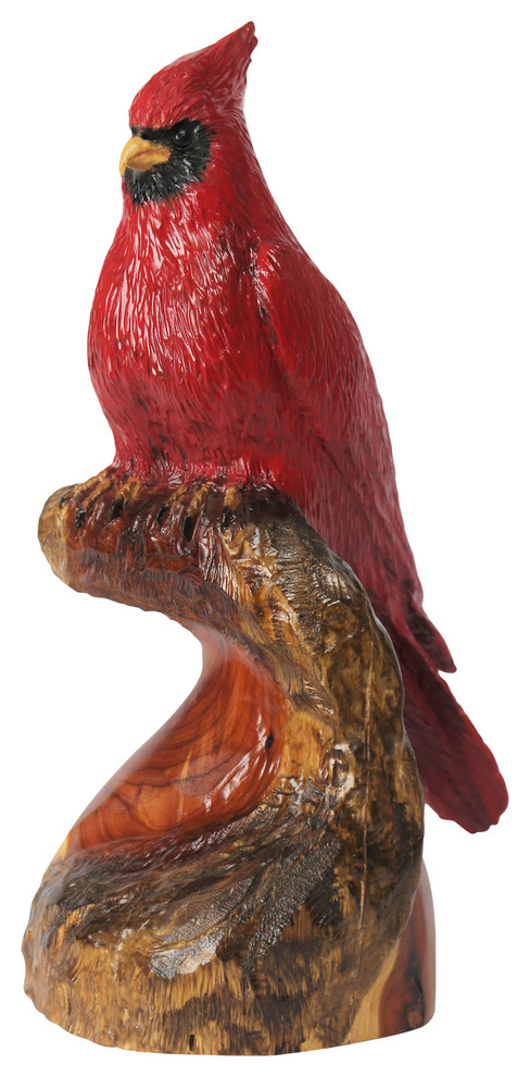 "Cardinal" Wood Sculpture - Rustic - Decorative Objects And Figurines ...