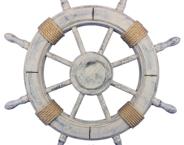 Rustic Decorative Ship Wheel 24'', Wooden Ships Wheel, Boat Steering ...