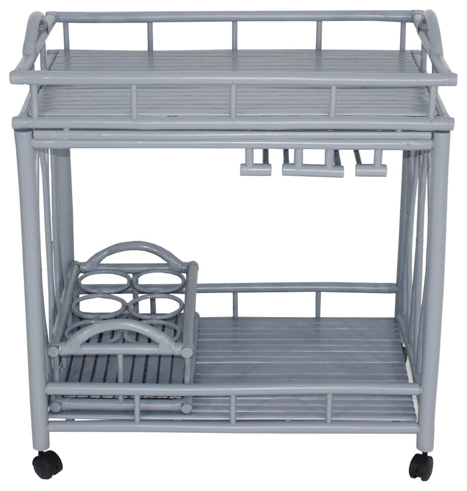 Bamboo Rolling Wine Buffet Kitchen Living Room Bar Serving Cart - Color ...