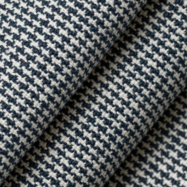 Blue Check Small Scale Houndstooth Tweed Upholstery Fabric by the Yard ...