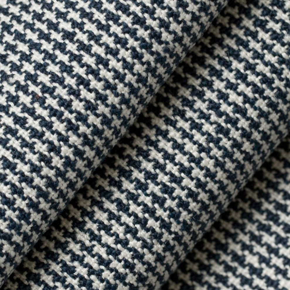 Blue Check Small Scale Houndstooth Tweed Upholstery Fabric by the Yard ...