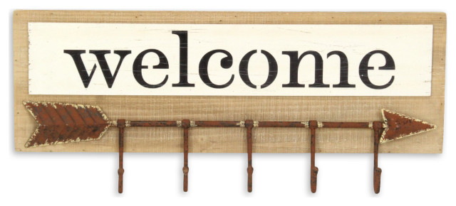 Felle Welcome Wall Hook Arrow Organizer - Farmhouse - Wall Organizers ...