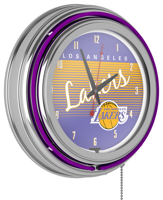 NBA Hardwood Classics Chrome Double Ring Neon Clock, 14" - Contemporary ...