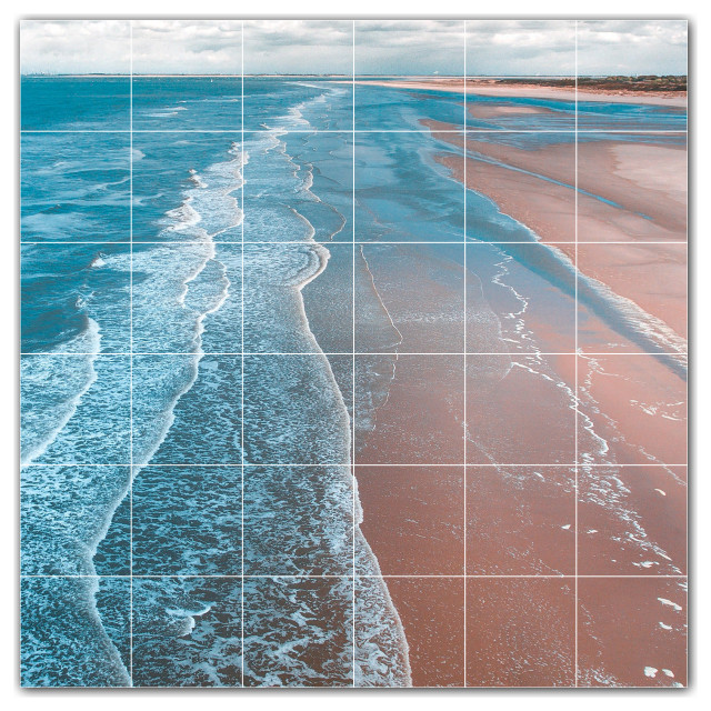 Beach Ceramic Tile Wall Mural HZ500066, 48" Wide x 48" High - Beach ...