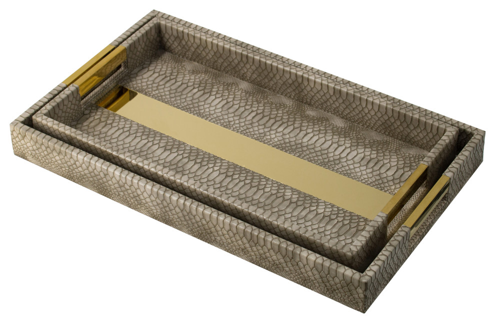Faux Snake Skin Trays, 2-Piece Set - Contemporary - Serving Trays - by ...