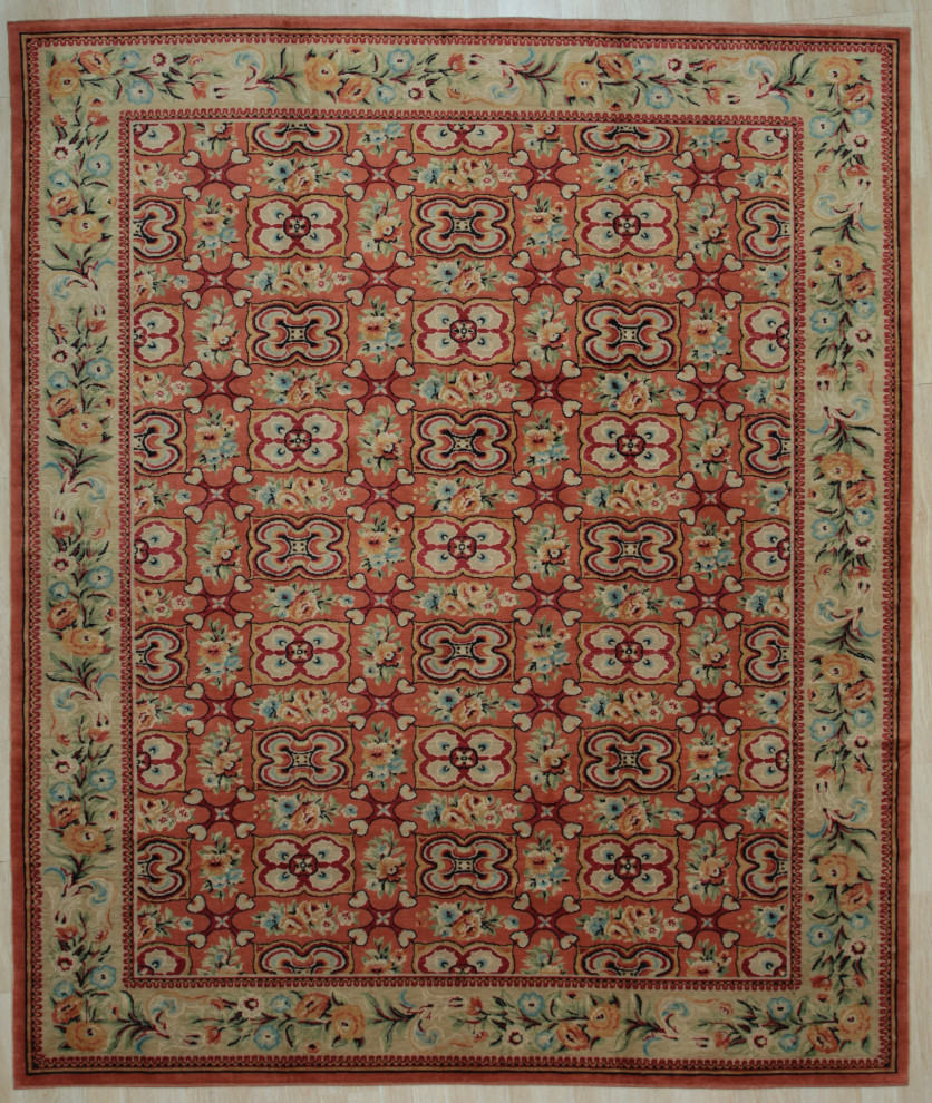 Red Transitional Floral Spanish Style Area Rug - Traditional - Area ...